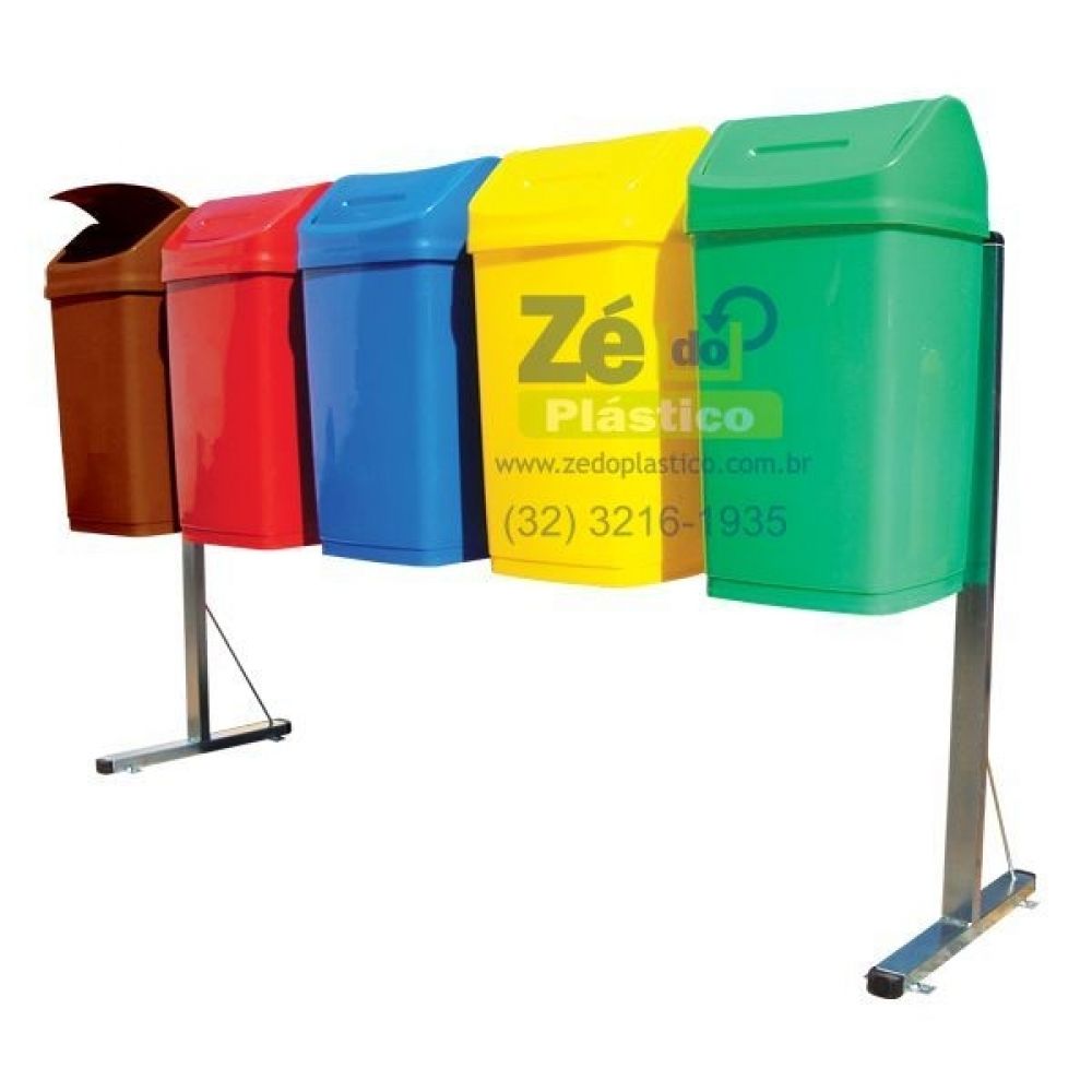 Kit 5 Lixeiras para Coleta Seletiva - Zé do Plástico Kit 5 Lixeiras para Coleta Seletiva - Zé do Plástico